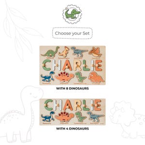 Dinosaur Name Puzzle Dinosaur First Birthday Gift Dinosaur Nursery ...