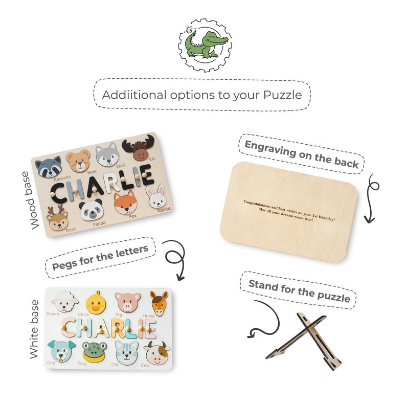 Name Puzzle With Animals Personalized Puzzle Easter Gift for - Etsy