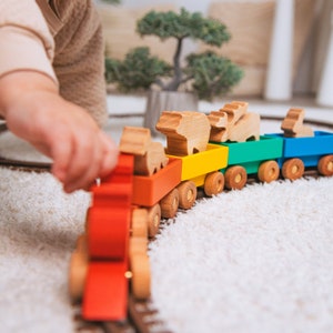 Wooden Farmer Train With Name Additional Set of Animals Custom Train ...