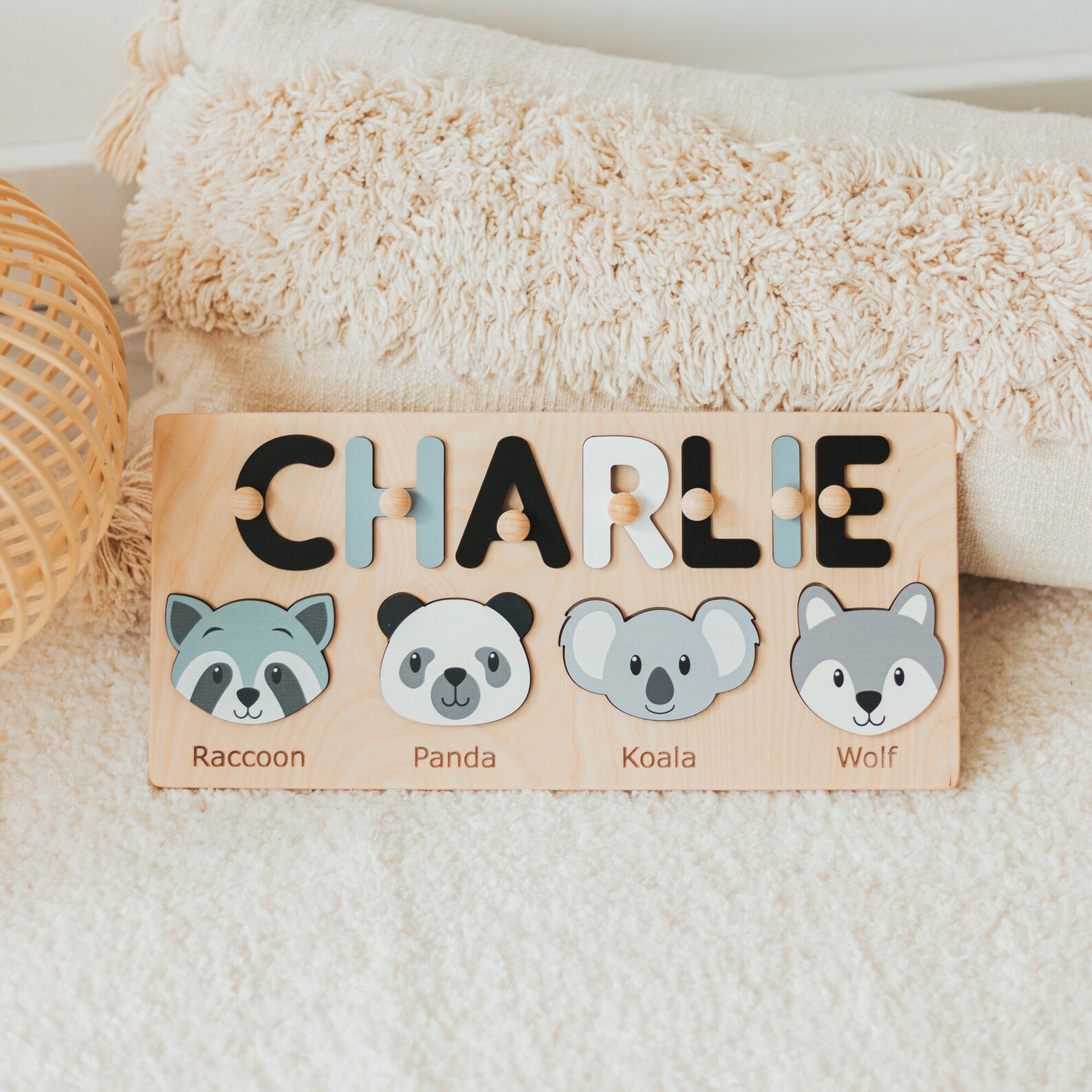 Name Puzzle With Animals Personalized Puzzle Easter Gift for - Etsy