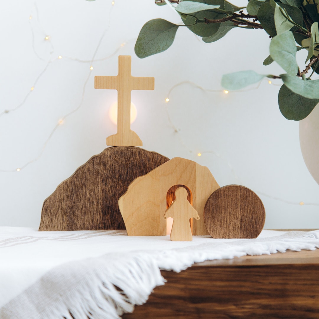 Wooden Resurrection Scene. Reusable Easter Decor. Christian Gift. Jesus ...