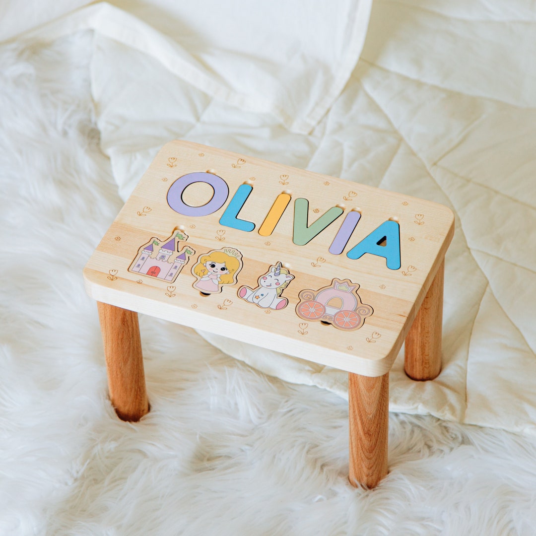 Personalized Step Stool With Name & Elements Toddler Helper Wooden Toys ...