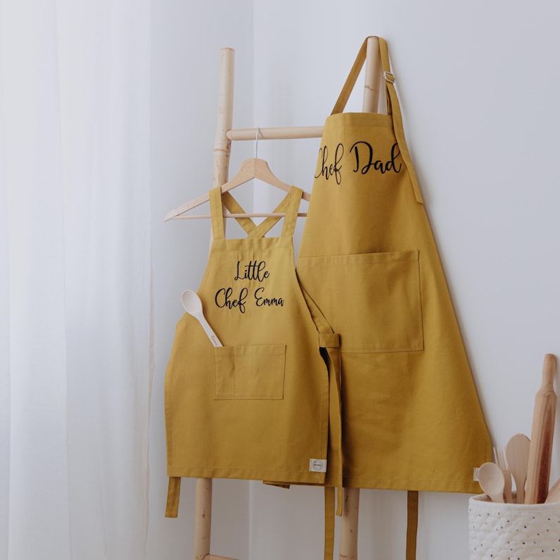 Custom Embroidered Family Aprons Personalized Matching Aprons Dad Son ...