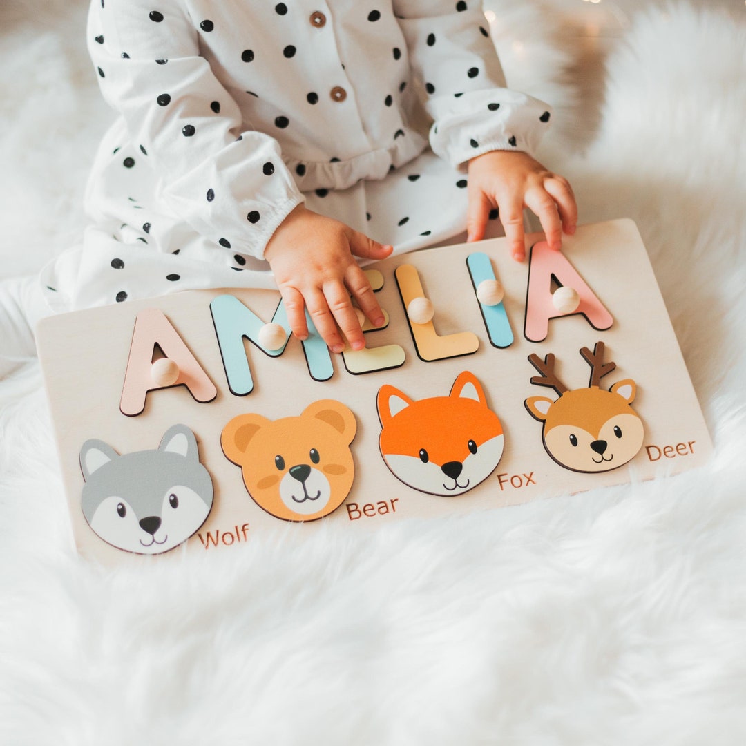 Name Puzzle With Animals Personalized Baby Shower Gift Baby Toddler ...