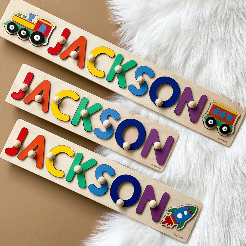 Wooden Name Puzzle by Busypuzzle Toddler Toys Baby Girl - Etsy