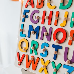 Wooden Rainbow Alphabet Puzzle for Boy and Girl | Etsy