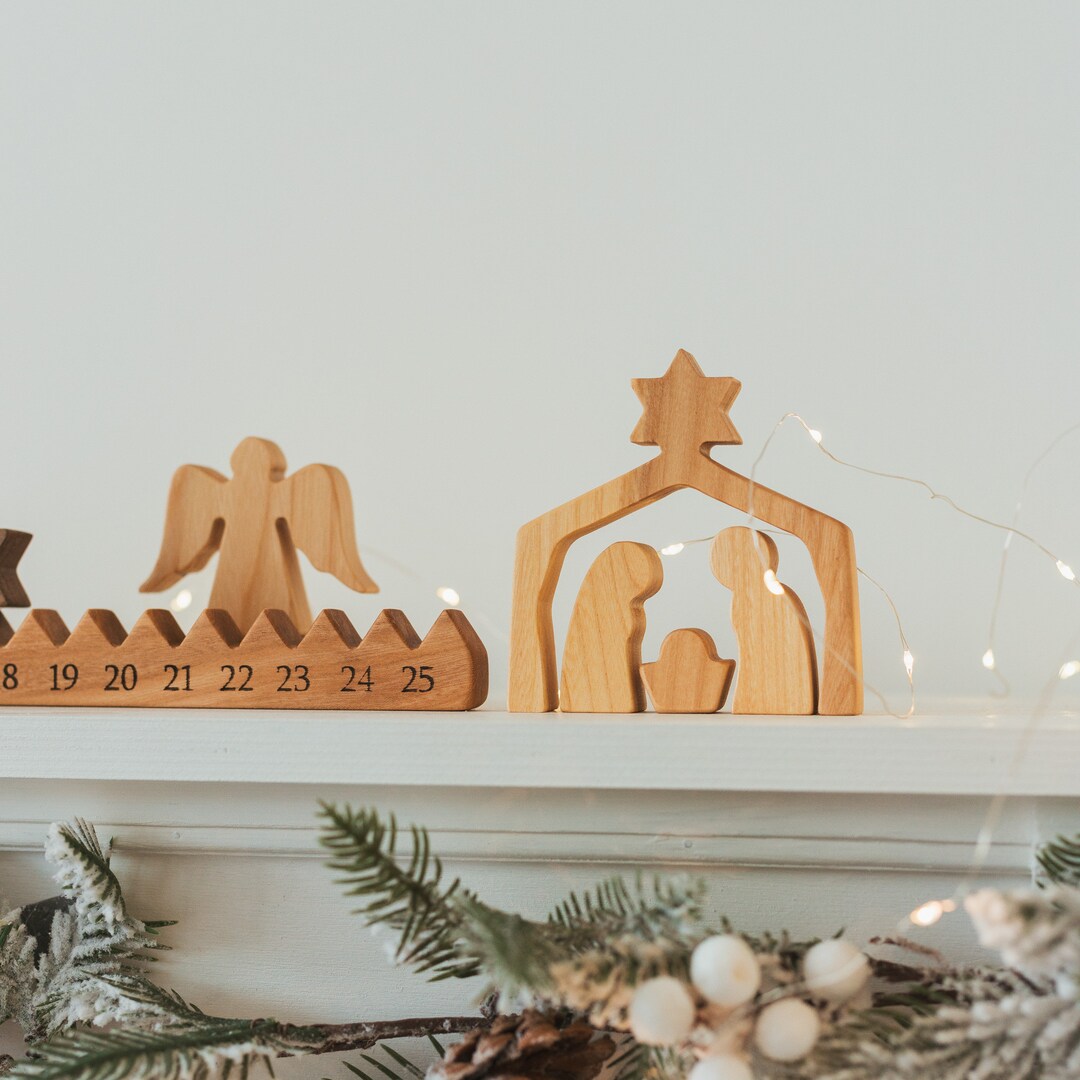 Wooden Advent Calendar Nativity Scene Baby First Christmas - Etsy