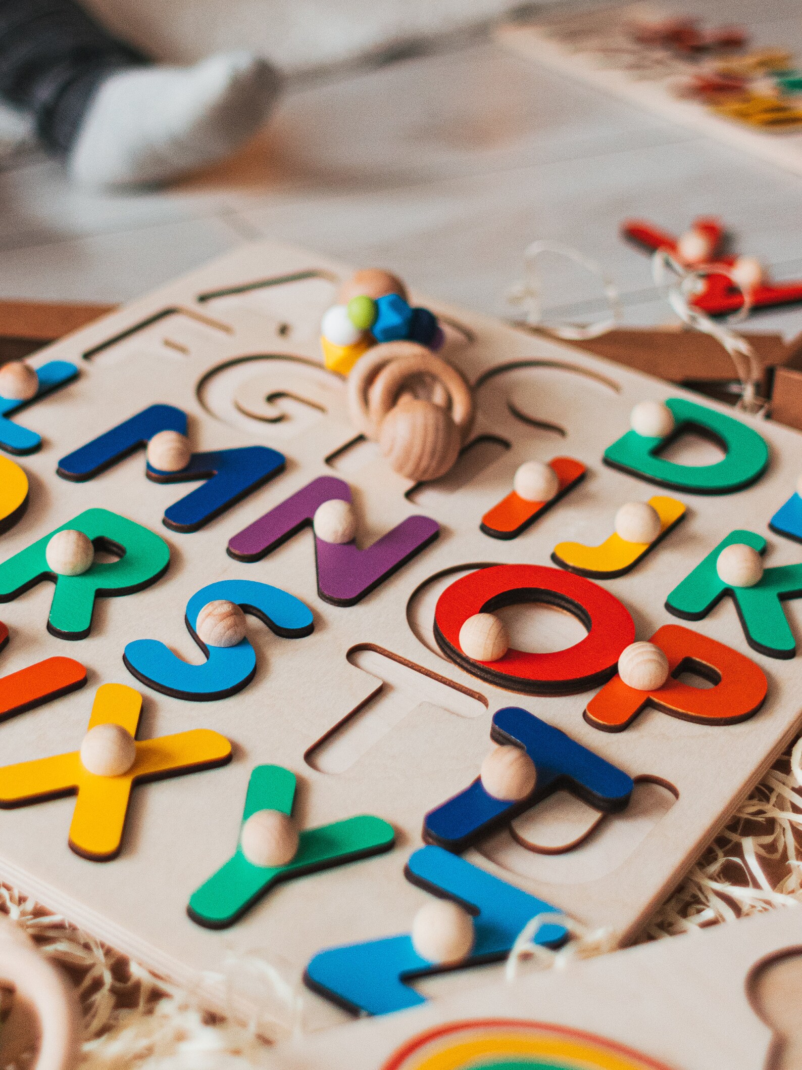 Wooden Rainbow Alphabet Puzzle for Boy and Girl | Etsy
