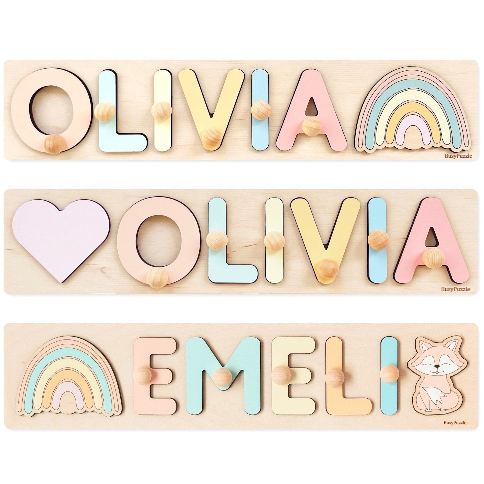 Name Puzzle With Pegs Personalized Wooden Name Puzzle Baby Girl Gift ...
