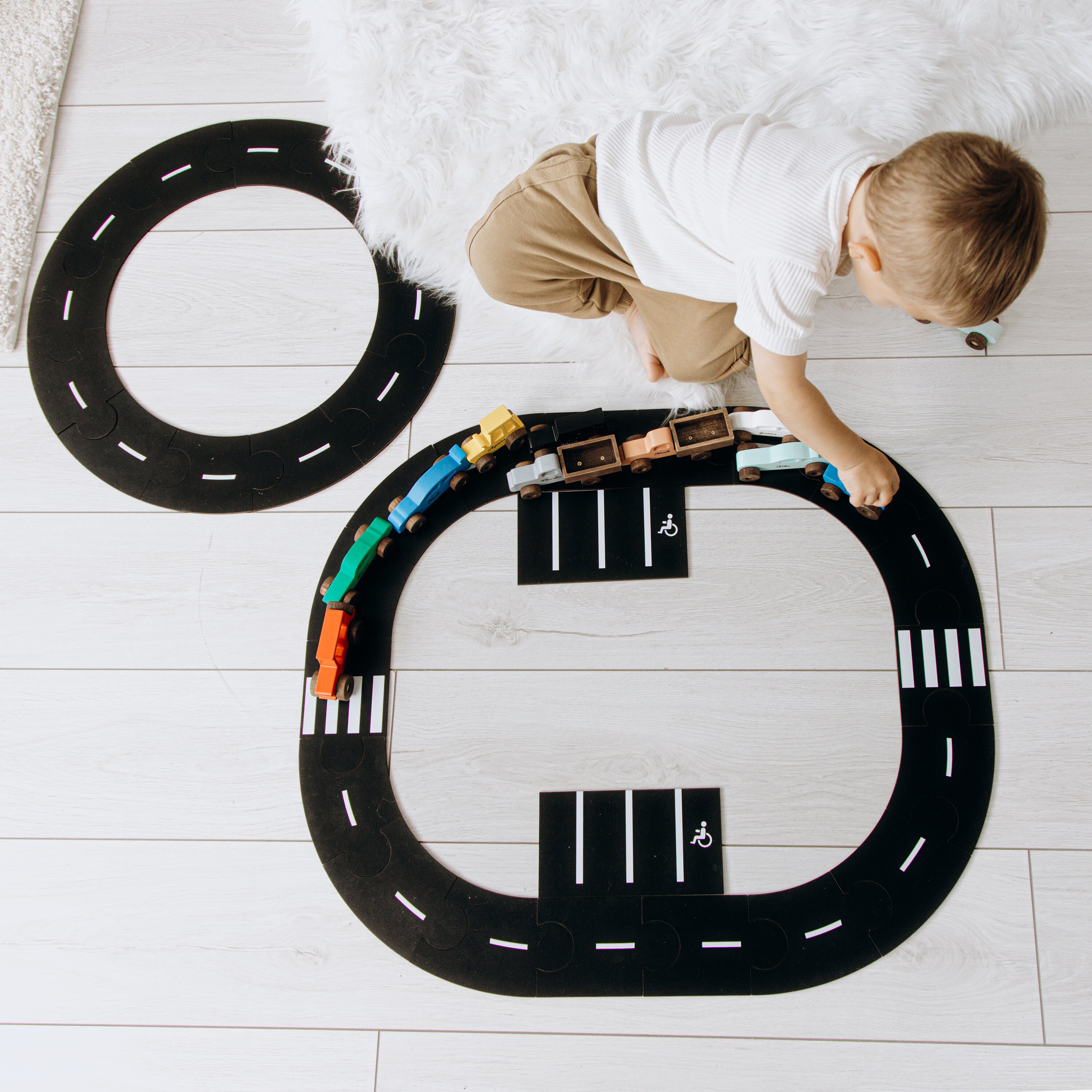 Wooden Road Track for Cars. Toddler Pretend Play Toys. - Etsy
