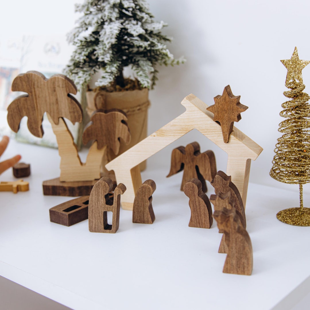 Wooden Nativity Set for Christmas Manger Scene Nativity Set Handmade ...