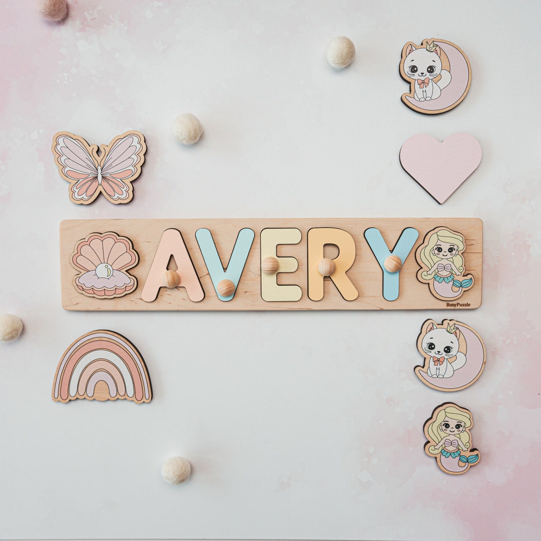 Custom Name Puzzle With Pegs, Personalized Puzzle With Mermaid at Extra ...