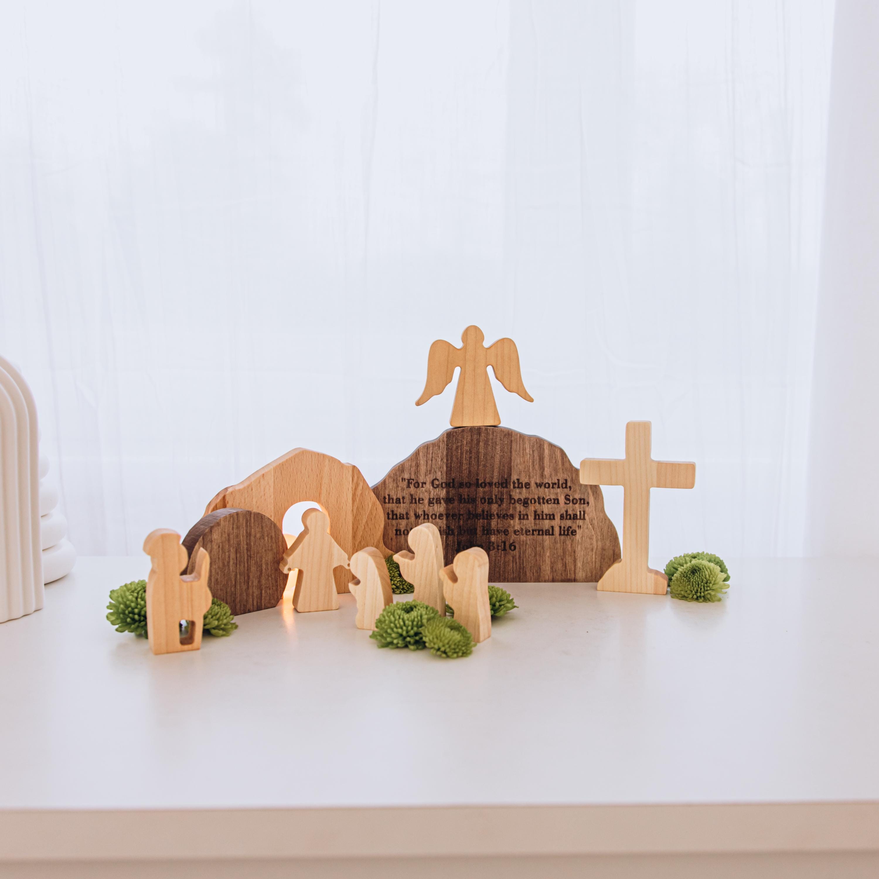 Easter Table Decor Resurrection of Jesus Scene Empty Tomb Display He's ...