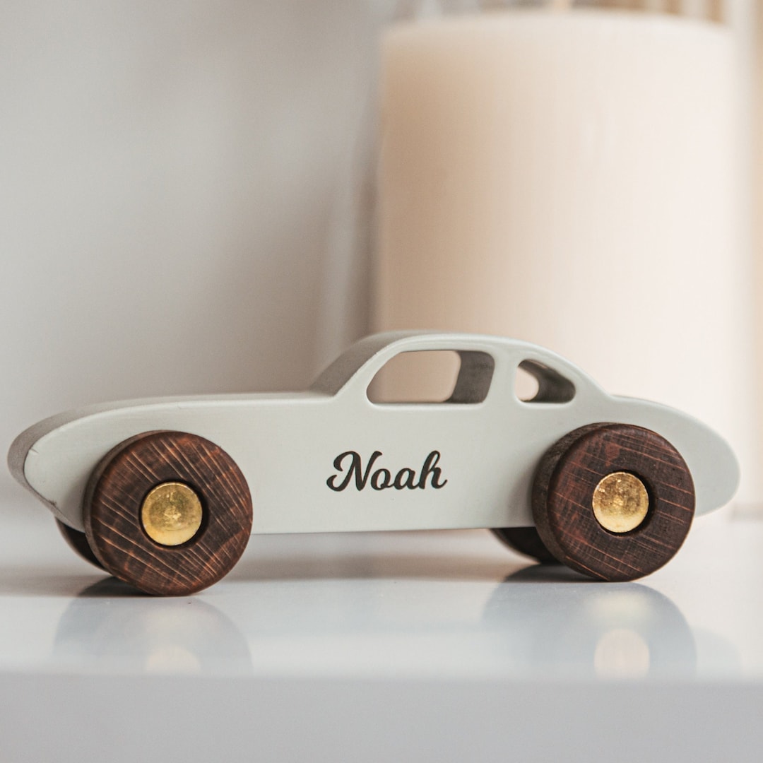 Personalized Wooden Car Toy for Boys Set of 1 3 5 Colored Cars First ...
