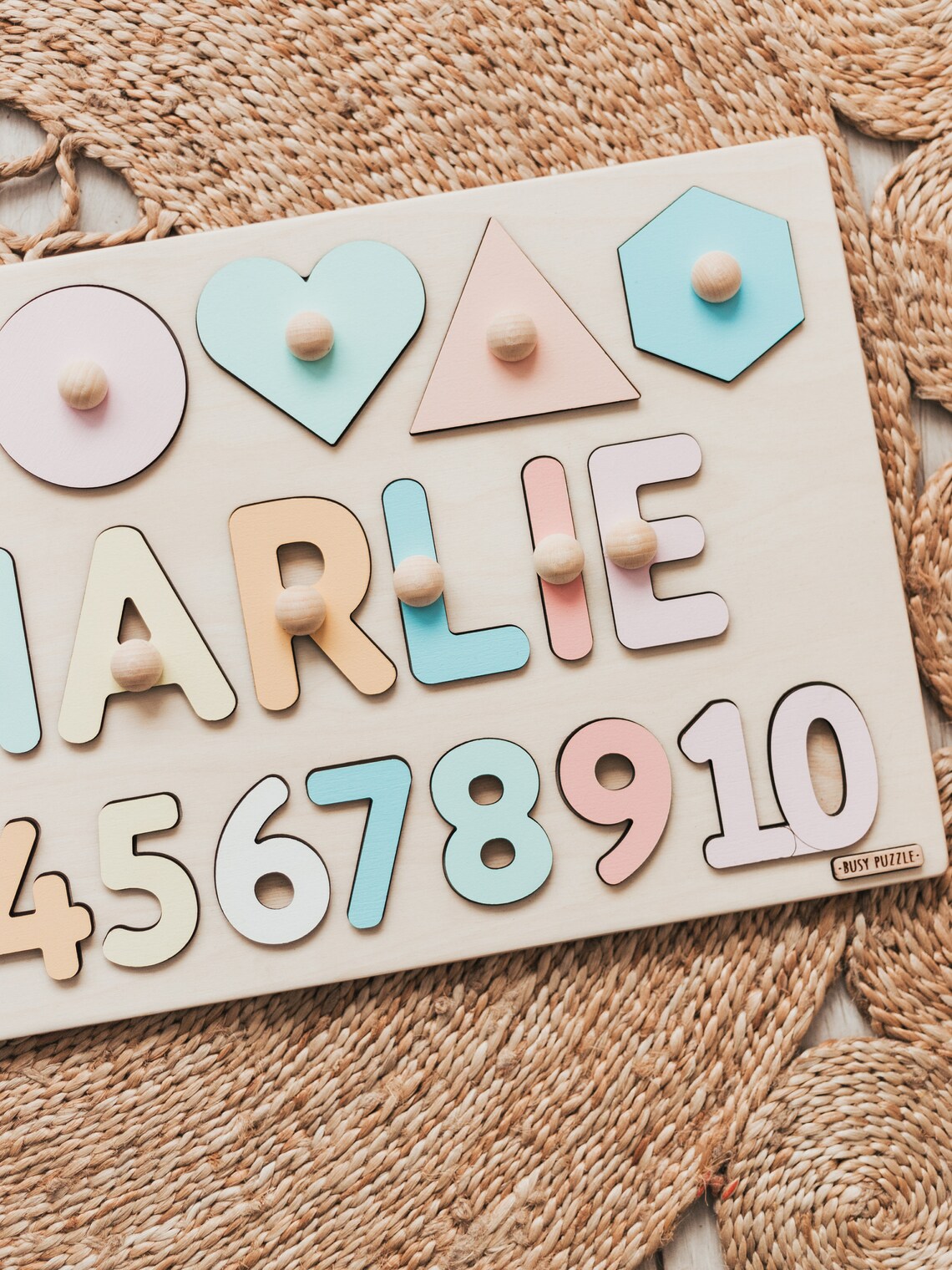 Custom Name Puzzle for Girl Pastel Rainbow Shapes and | Etsy