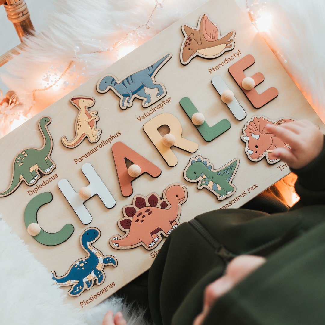 Dinosaur Name Puzzle Dinosaur First Birthday Gift Birthday Decorations ...