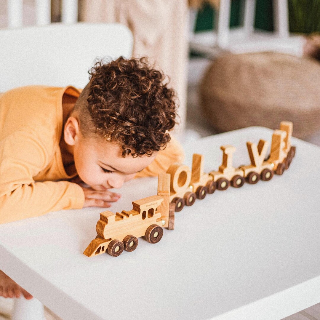 Personalized Wooden Train Set Kids Room Decor Train With Magnets ...