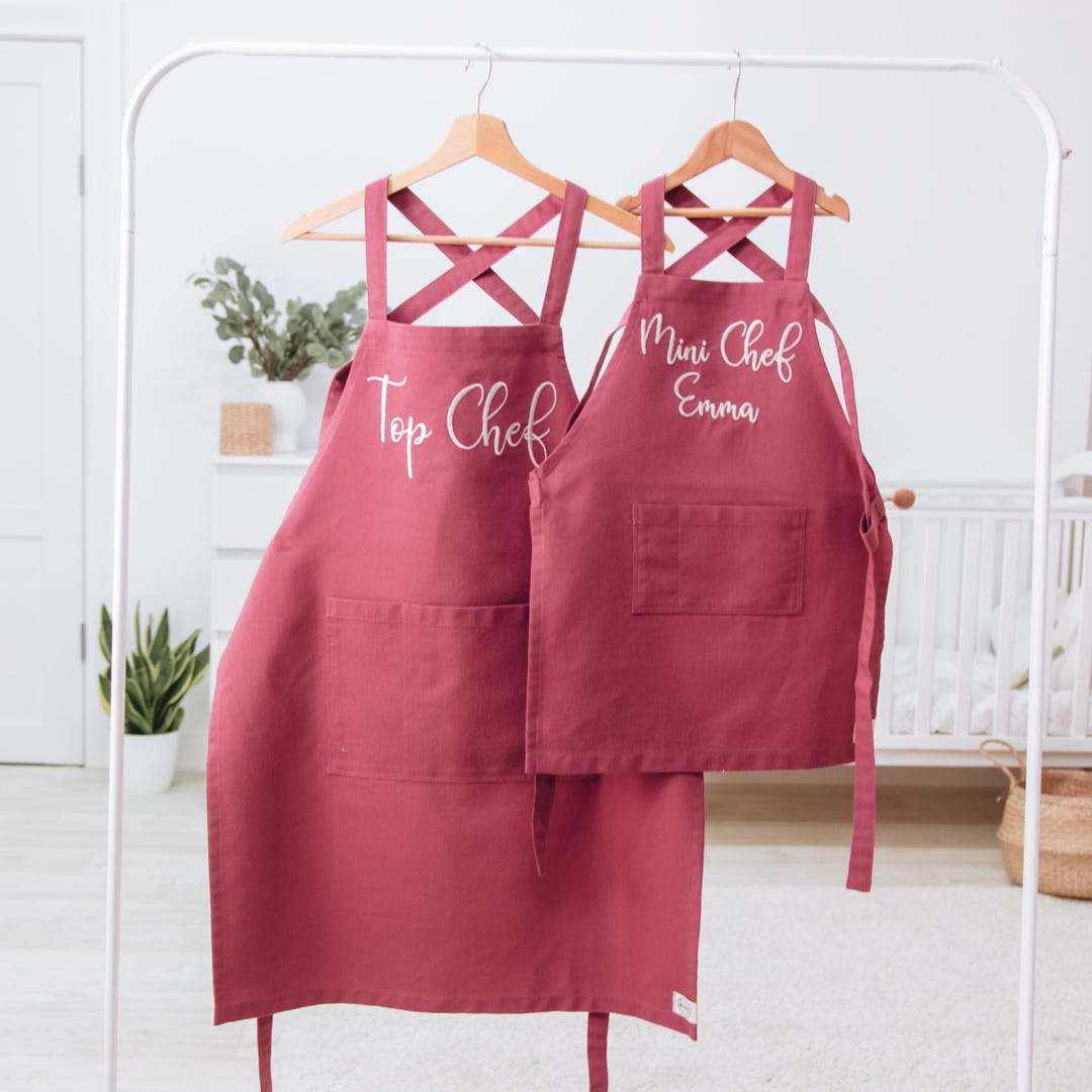 Personalized Embroidered Aprons for Adults and Kids Matching Cotton ...