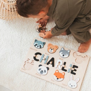 Name Puzzle With Animals Personalized Puzzle Easter Gift for - Etsy