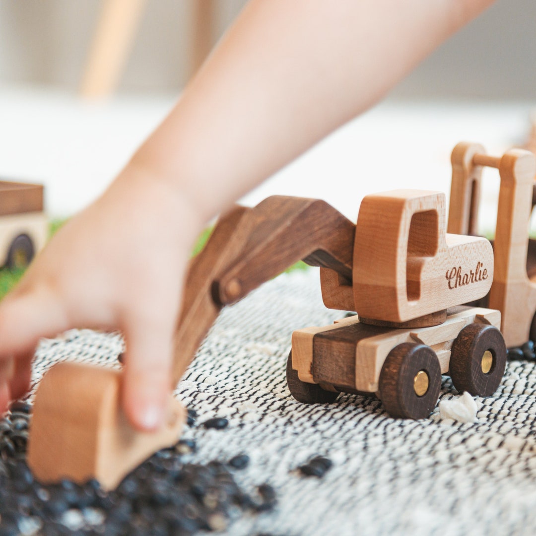Wooden Toy Excavator. Collect Construction Cars. Personalized Birthday ...