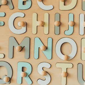 READY TO SHIP Pastel Wooden Alphabet Puzzle for Kids Easter Gifts ...