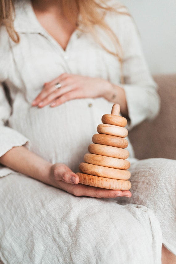 Wooden Stacking Pyramid Circle Toy | Etsy