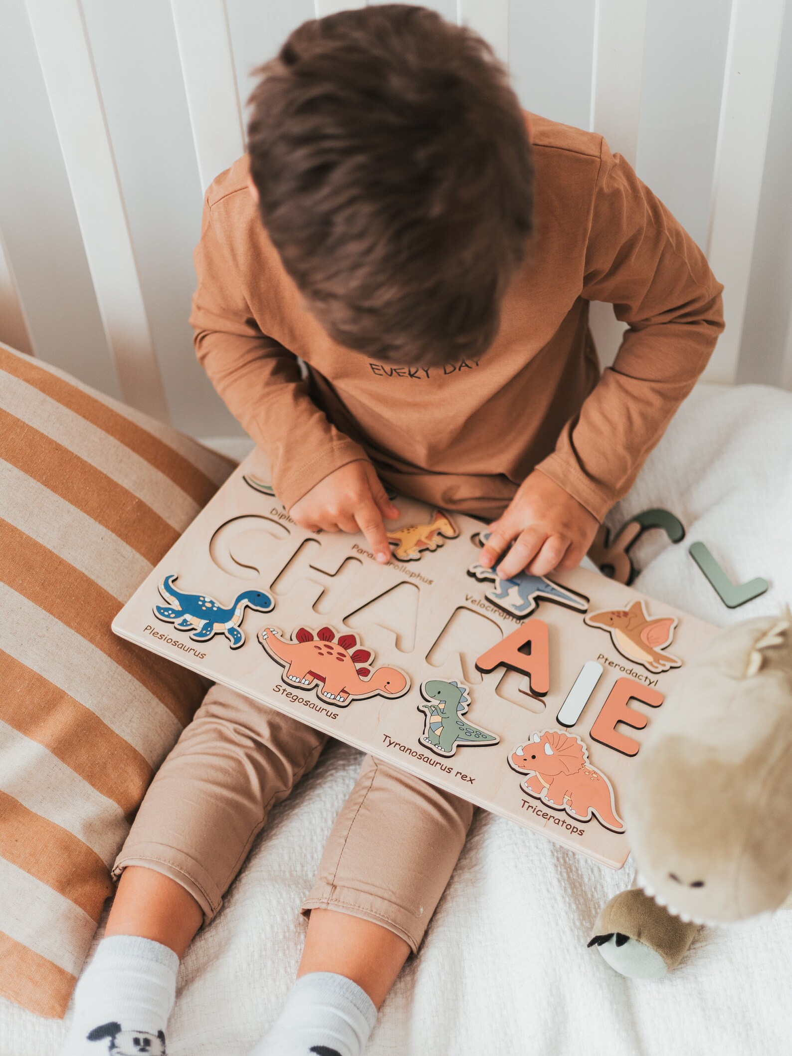 Dinosaur Name Puzzle Dinosaur First Birthday Gift Dinosaur - Etsy