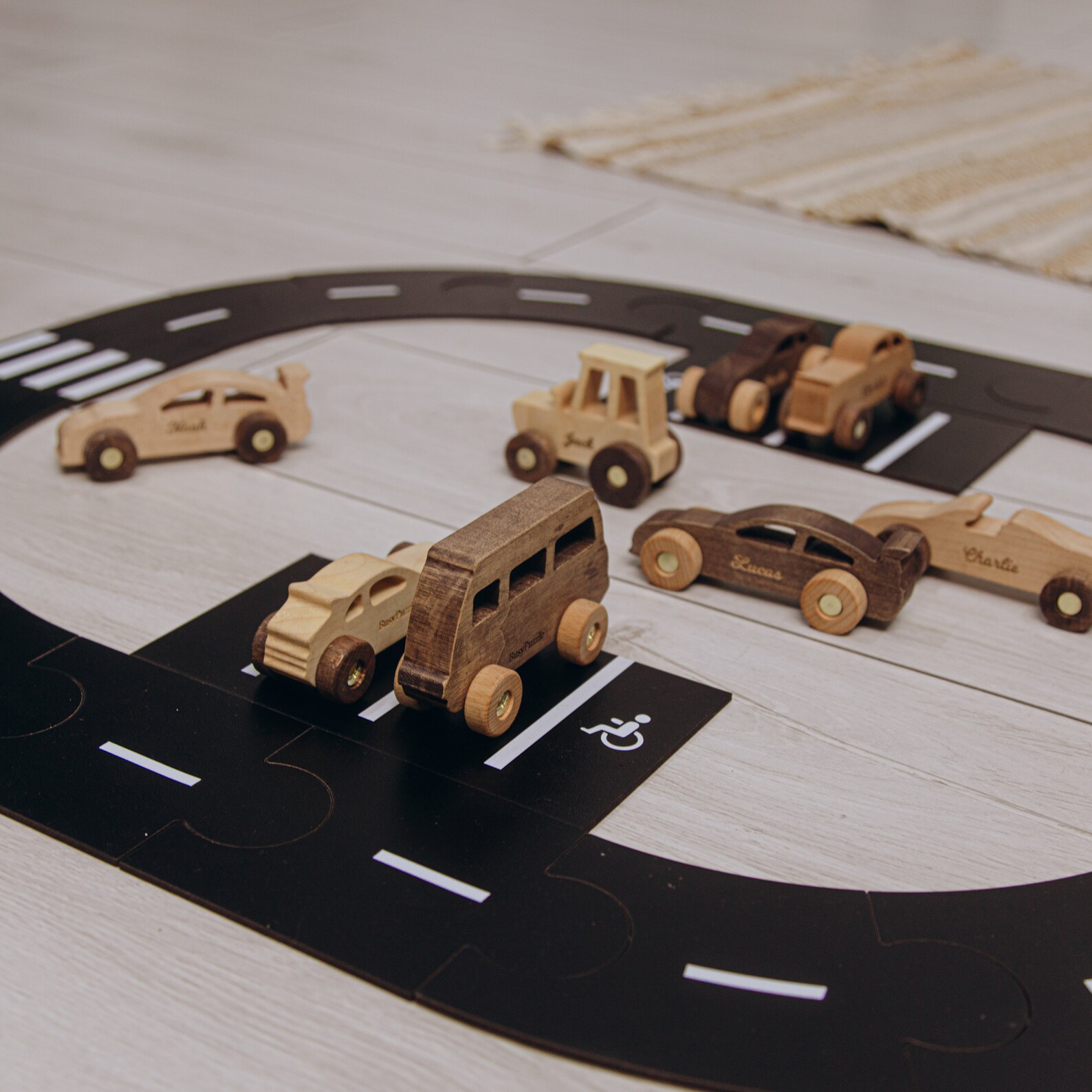Wooden Road Track for Cars. Toddler Pretend Play Toys. - Etsy