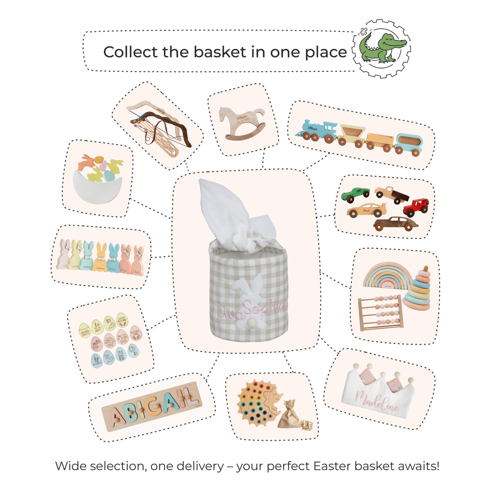 Personalized Easter Basket for Girls & Boys. Bunny Basket Embroidered ...