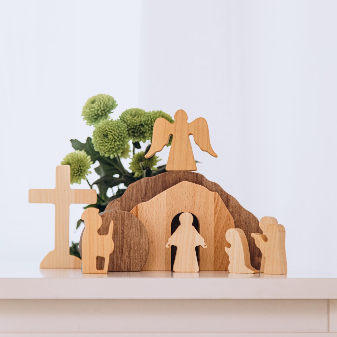 Wooden Empty Tomb Scene Easter Holiday Decorations Wooden Resurrection ...