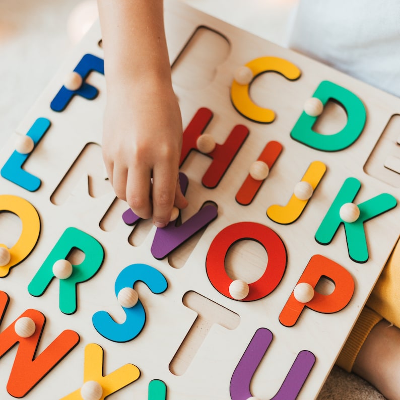 Alphabet Puzzle With Pegs at Extra Charge Educational Toy 3 - Etsy