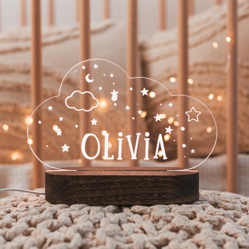 Personalized Baby Night Light Moon and Stars Cute Night Light - Etsy