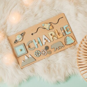 Wooden Toy Baby Girl Gift Personalized Name Puzzle 1st Birthday Gift ...