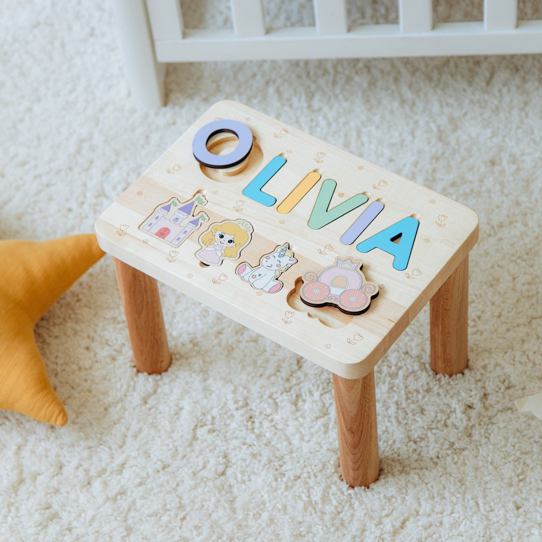 Personalized Name Puzzle Stool. Toddler Step Stool. 1 2 3 Year Old Gift ...