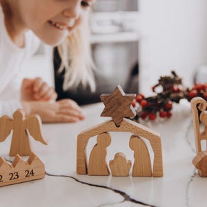 Wooden Advent Calendar. Nativity Scene Set. Christmas Countdown ...