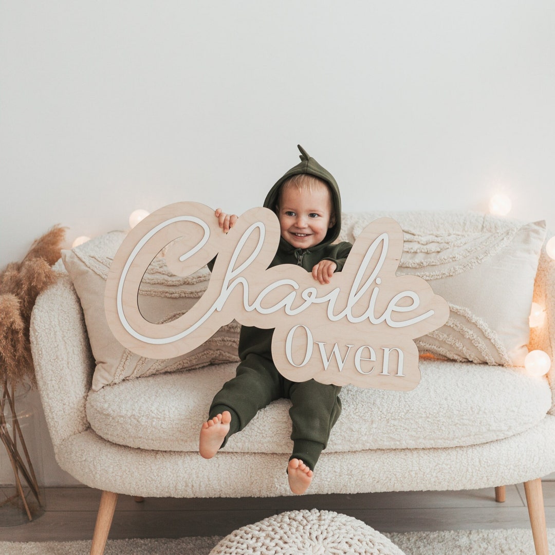 Baby Boy Name Sign, Custom Nursery Name Sign, Wooden Kids Room Decor ...