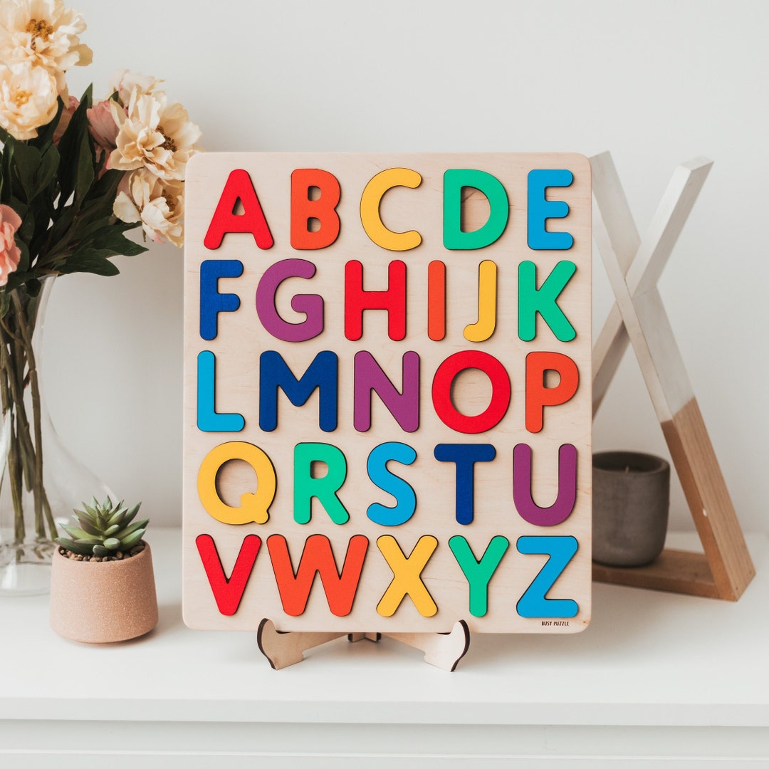Wooden Rainbow Alphabet Puzzle for Boy and Girl - Etsy