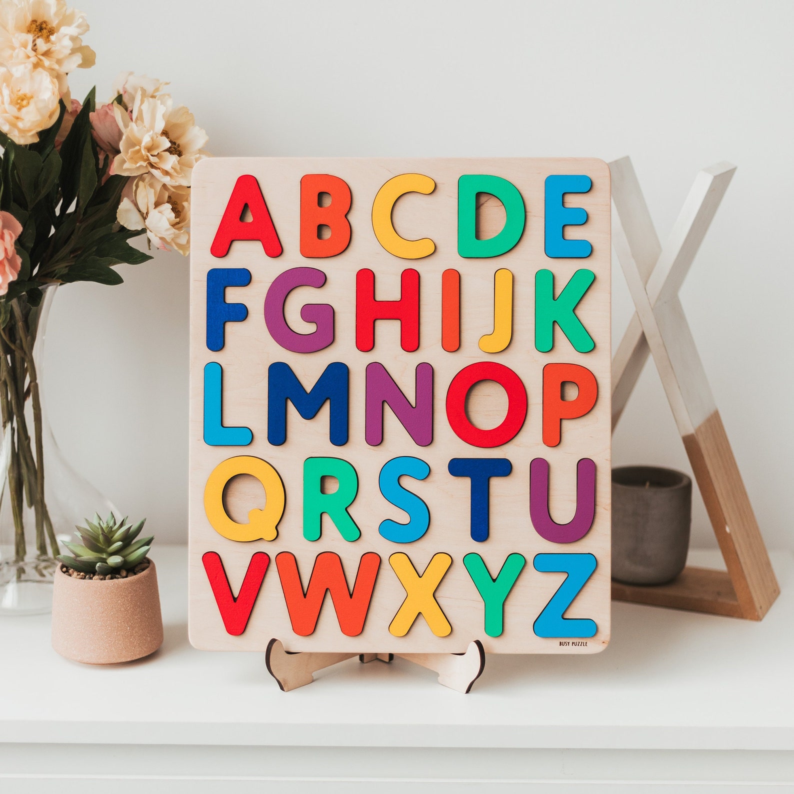 Wooden Rainbow Alphabet Puzzle for Boy and Girl - Etsy