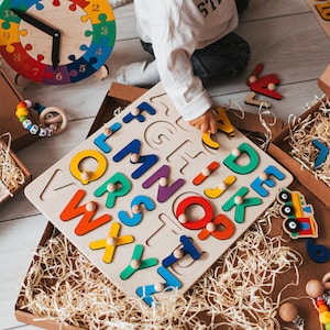 Wooden Rainbow Alphabet Puzzle for Boy and Girl - Etsy