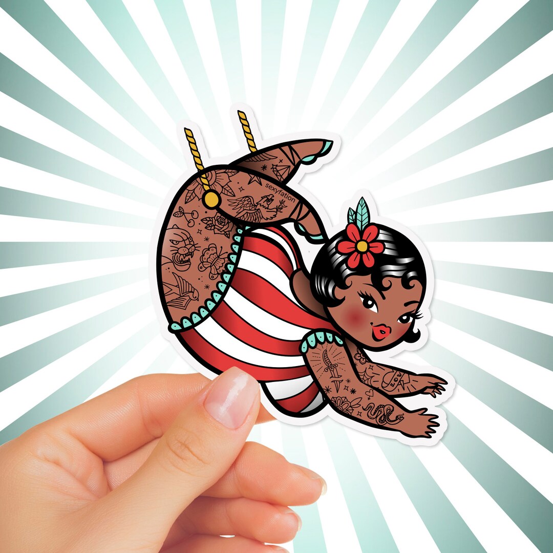 AURORA STICKER Vintage Circus Sticker, Plus Size Acrobat Sticker, Old ...
