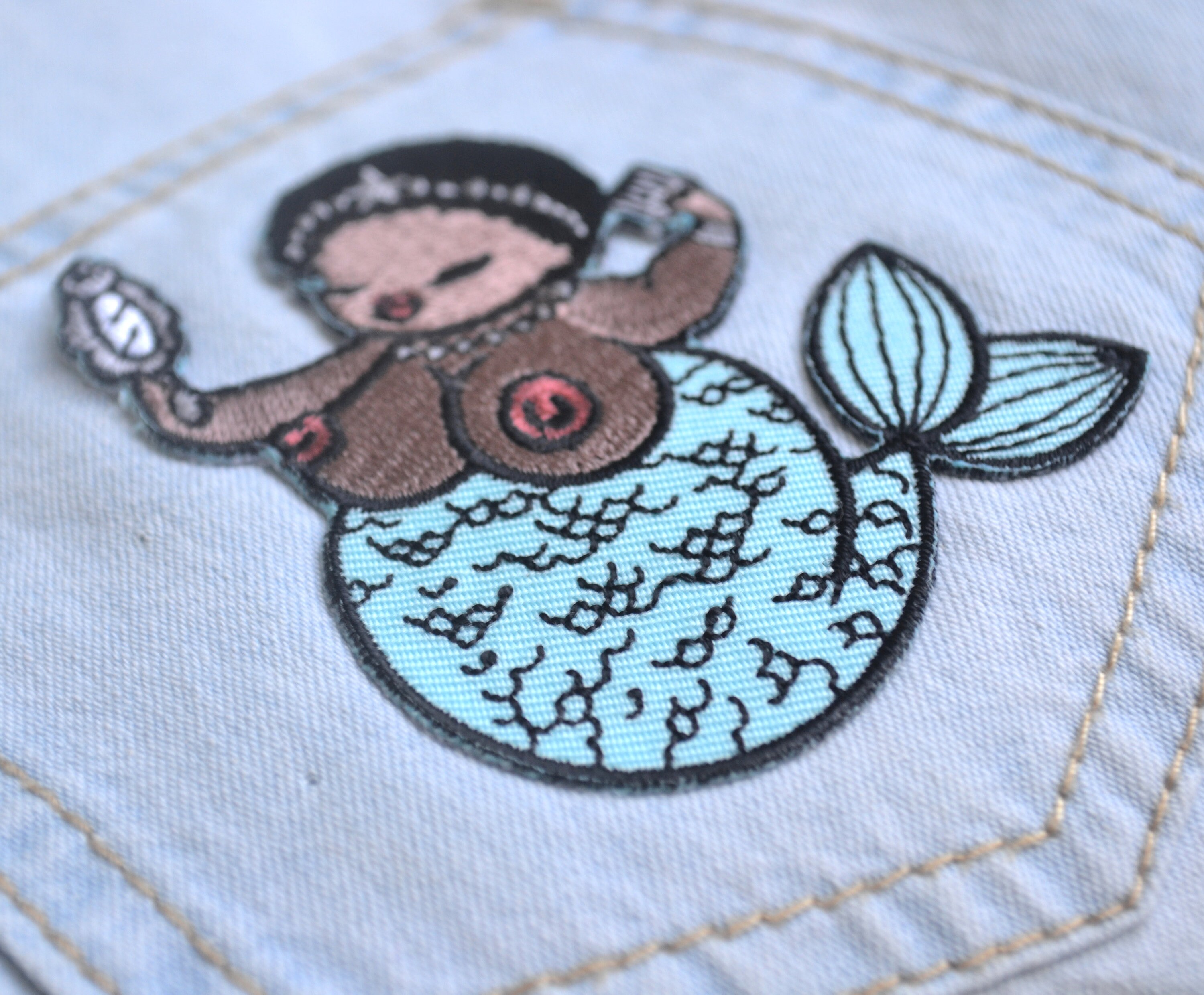 Iemanjá Mermaid Iron on Patch: Body Positive Art - Etsy