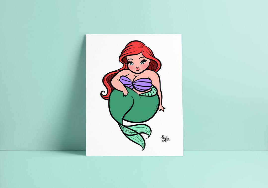 Mermaid Art Print - Fat Mermaid Art Print - Sexyfation - Body Positive ...