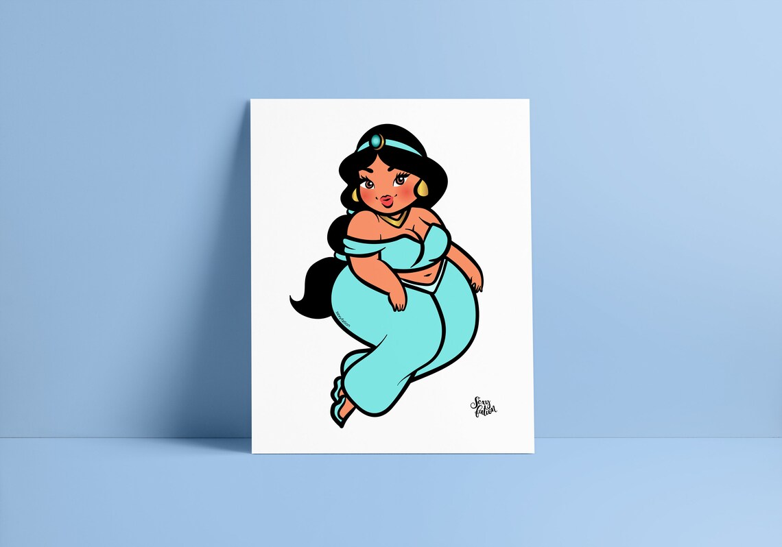 Body Positive Art Print Jasmine Fat Princess Pin up - Etsy