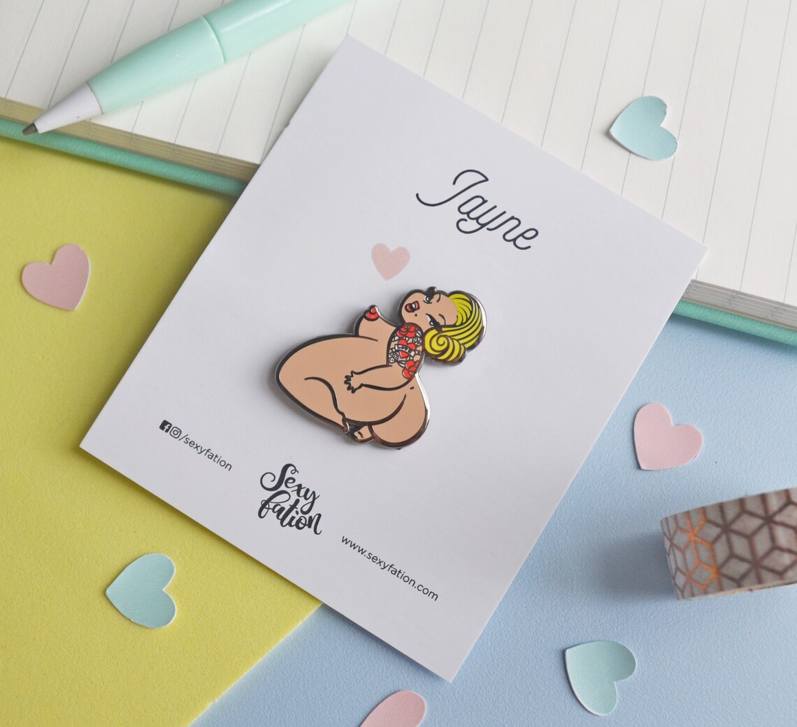 JAYNE ENAMEL PIN Body Positive Pin Tattooed Girl Pin - Etsy