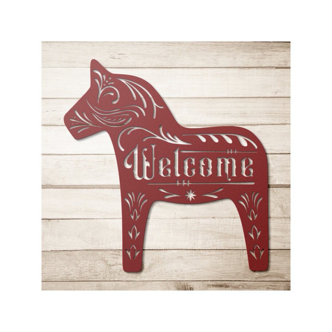 Dala Horse Welcome Sign, Swedish Welcome Sign, Dala Horse Wall Decor ...