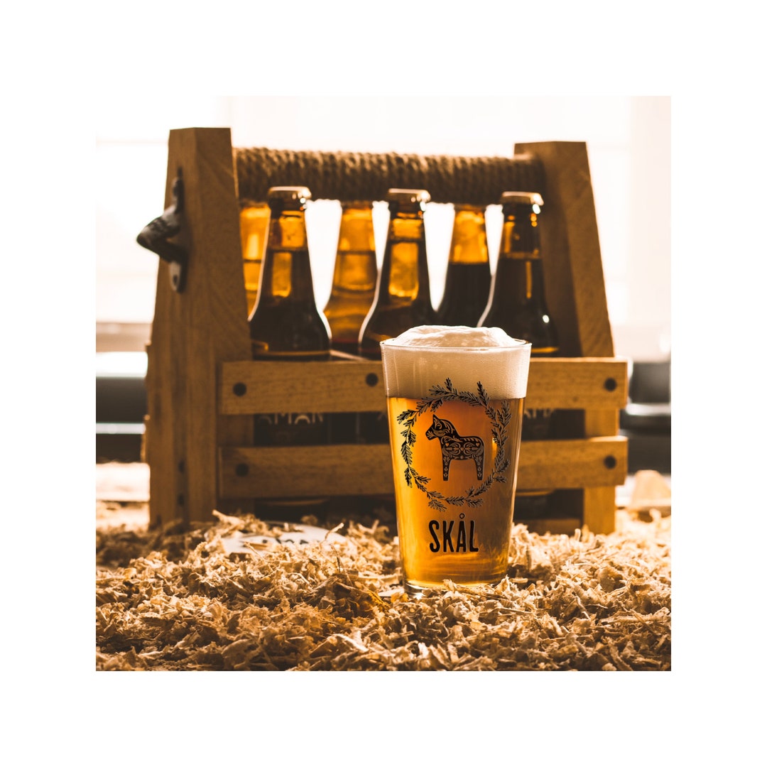 16oz "skål" and Dala Horse Pint Glass - Scandinavian Cheers Pint Glass ...