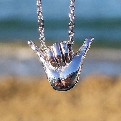 Shaka Necklace in Silver Hang Loose Charm Bridesmaid - Etsy