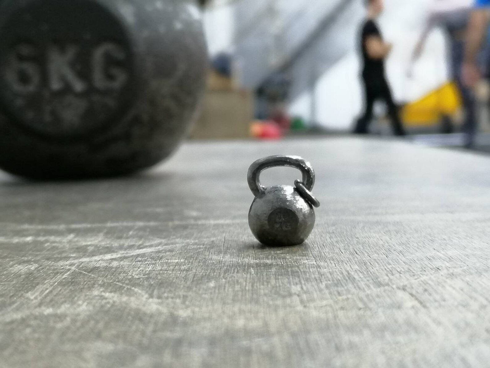 Kettlebel Necklace / Sterling Silver and Carbon Color / Sterling Silver ...