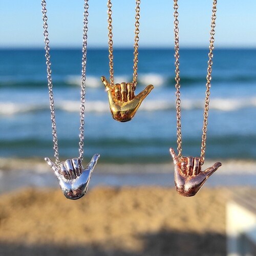 Shaka Necklace in Silver Hang Loose Charm Bridesmaid - Etsy