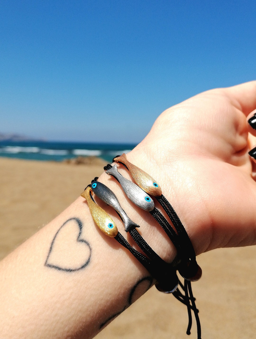 Fish Bracelet Silver 925 for Sea Lovers/pick Your Colour/pink-black ...